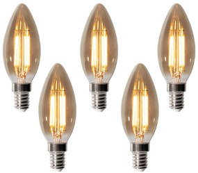 Sada 5 stmívatelných LED žárovek E14 B35 kouřová 4W 300 lm 2200K
