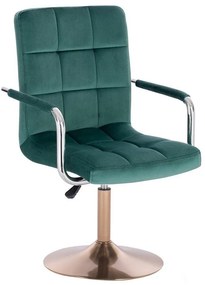 LuxuryForm DESIGN Otočná židle VERONA VELUR na zlatém talíři - zelená