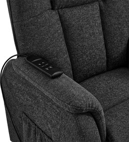 TV křeslo SAMUEL s elektrickým polohováním — 2 motory, látka, šedá, nosnost 150 kg