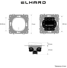 Elhard Kulaté tlačítko Rondo č.1/0So s LED kontrolkou, bílé RD1082W