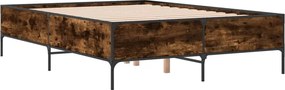 Rám postele kouřový dub 150 x 200 cm kompozitní dřevo a kov 3279794
