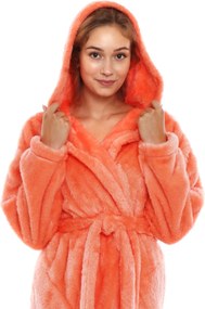 Krátký župan s kapucí Lilly extra one size lososový 33 20 2251 - S/M