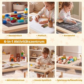 Costway Dětská sedací souprava ze dřeva Sada dětských stolků a židlí skládající
