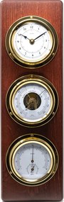 Fischer 1538-22 - Hodiny s barometrem, teploměrem a vlhkoměrem na dřevěné podložce