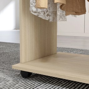 HOMCOM Mobilní skříň s úložným prostorem na 6 kolečkách 120 x 40 x 128 cm Přírodní dřevo