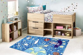 Dywany Łuszczów, Dětský kusový koberec Bambino 2265 Rocket Space blue, 80x150, modrá, dětský pokoj