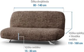 Bielastické potahy VITTORIA hnědá dvojkřeslo s dřevěnými rukojeťmi (š. 80 -140 cm)