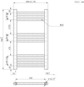 Gamma Erga Basic, topné těleso 700x400 mm, 232 W, bílá, ERG-LAV-BASIC-7040-WH