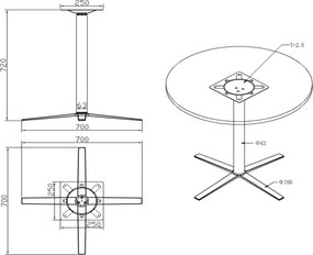 Konferenční stolek AURA, průměr 60 cm, černá podnož, bílá