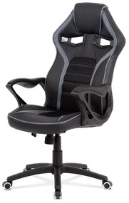 AUTRONIC Kancelářská židle, potah černá ekokůže, černá a šedá látka MESH, černý plastový