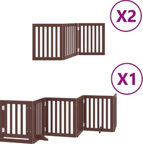 Zábrana pro psy s dvířky skládací 12 panelů hnědá 600 cm topol 3155660