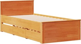 Postele bez matrace s čelem voskově hnědá 90 x 190 cm borovice 3308788