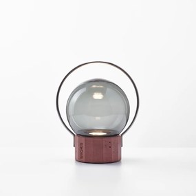 Přenosná betonová lampička Sfera Portable Dekor: Terracotta beton / Černá montura / Kouřové sklo, Rozměr: ø 400 x 468 mm