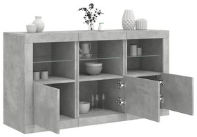 Příborník s LED osvětlením betonově šedý 123 x 37 x 67 cm 3209061