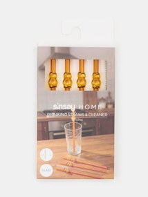 Sinsay - Skleněná brčka s kartáčkem na čištění 5 pack - jantarová