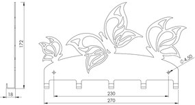 Černý kovový věšák na klíče Motýli