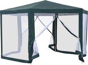 Stanový altán do zahrady, 3,9x2,5x3,9m, zelená / bílá, RINGE TYP 1 + 6 bočních stran