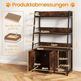 Costway Skříň pro kočky s nabíjecí stanicí na knihy 3 rovná škrabací podložka