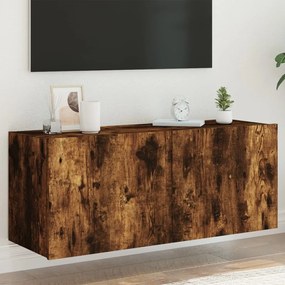Nástěnná TV skříňka s LED osvětlením kouřový dub 100x35x41 cm
