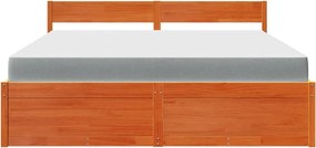Postel se zásuvkami a matrací voskově hnědá 180x200 cm borovice 3281891