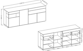 Obývací sestava SILKE III Bílá - Colorado Beton