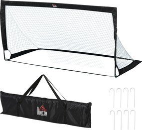 Fotbalové branky HOMCOM sada 2 skládacích mini branek z oceli a tetrolonu černé barvy 186x90x89 cm na zahradu a hřiště | Aosom.de