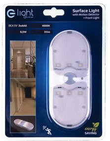 Nástěnné LED svítidlo, 1x LED 0,5w 4000k, w, pohybový senzor