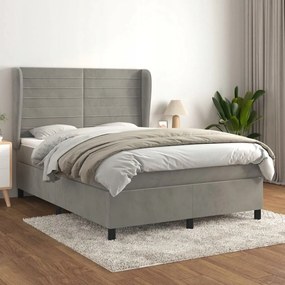 Fionshop 264241578 Box spring postel s matrací světle šedá 140x200 cm sam