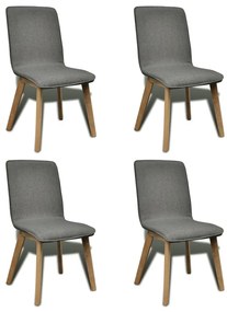 Jídelní židle 4 ks světle šedé textil a masivní dubové dřevo,  241154
