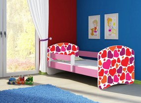 Dětská postel - Sladká srdíčka 2 160x80 cm růžová