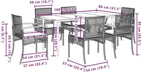 7dílný zahradní jídelní set s poduškami černý polyratan 3213600