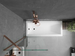 Mexen Next, vanová zástěna 1-křídlová 70 x 150 cm, fixní křídlo, 6 mm čiré sklo, růžové zlato profil, 895-070-000-00-00-60
