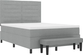 Postel s boxspringem s čelo Světle šedá 140 x 200 cm textil 3343995