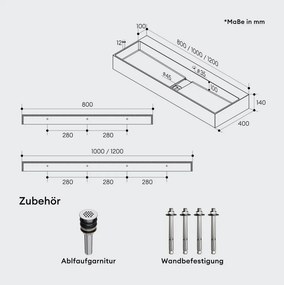 design umyvadlo COLOSUM G6028 120cm černé z litého mramoru