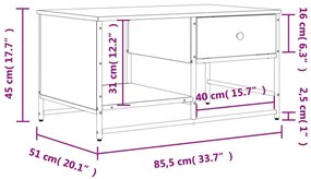 Konferenční stolek hnědý dub 85,5 x 51 x 45 kompozitní dřevo - Default Title