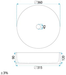 Rea Stefania Fiori, umyvadlo na desku 360x360x120 mm, bílá se vzorem, REA-U9853