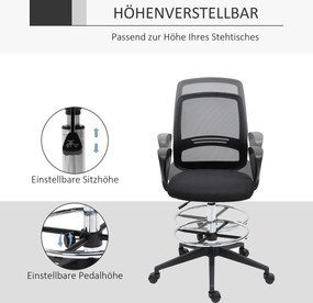 Kancelářská ergonomická otočná židle Vinsetto s nastavitelnou výškou a podnožkou kovová 59,5x60x102,5-126cm