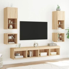 8dílná obývací stěna s LED dub sonoma kompozitní dřevo 3216592