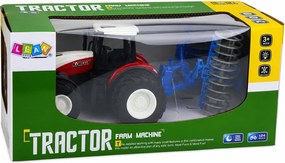 LEAN Toys Traktor se zemědělským válcem, dálkově ovládaný RC, červená světla, měřítko 1:24