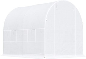 Zeleninový skleník Outsunny 245x200x200cm – fóliový skleník s dveřmi a oknem, poly tunel z pozinkované oceli, zahradní tunel, skleník včetně zakotvov…