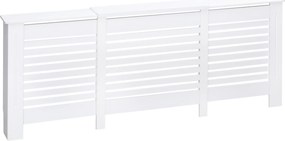 HOMCOM Nastavitelný kryt radiátoru s horní policí z MDF a dřeva, 140-202x19x82,5 cm, bílý