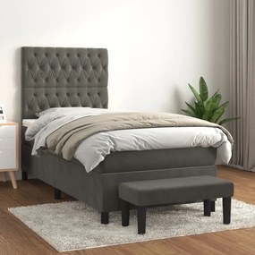 Box spring postel s matrací tmavě šedá 100x200 cm samet 3138008