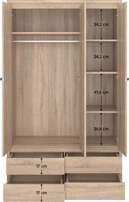 Skříň se zrcadlem 3D4S, dub sonoma, NORTY TYP 1