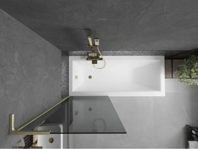 Mexen Next L, 1-křídlová vanová zástěna 70 x 150 cm, 6mm šedé sklo, zlatý matný profil, 895-070-000-03-40-55