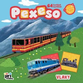 JIRI MODELS Pexeso v sešitu Vlaky / 64 kartiček / Krabička k vystřižen