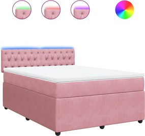 Box spring postel s matrací růžová 160x200 cm samet 3290093