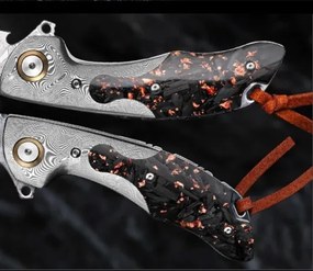 KnifeBoss damaškový zavírací nůž Classic Carbon