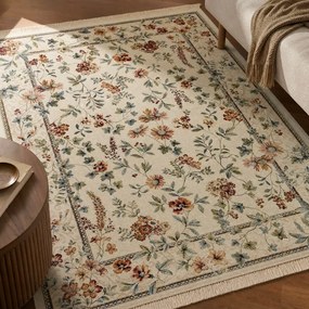 Krémový koberec z viskózy 160x230 cm Oriental Flowers – Nouristan