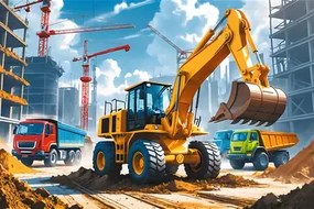 TREFL Puzzle Traktor s rypadlonakladačem / 60 dílků / 33 x 22 cm / od