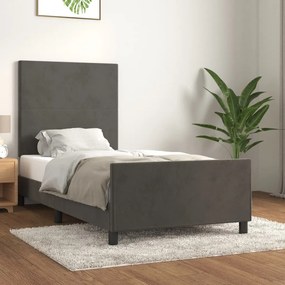 Rám postele bez matrace tmavě šedá 90 x 190 cm samet 3125606